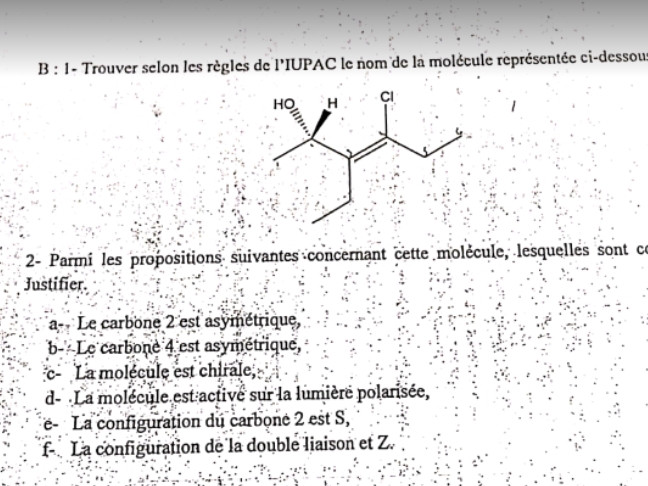 B : 1- Trouver selon les règles de l'IUPAC | StudyX