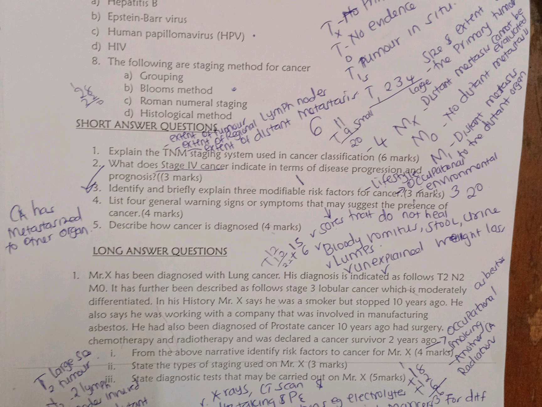 d) Hepatitis B b) Epstein-Barr virus c) | StudyX