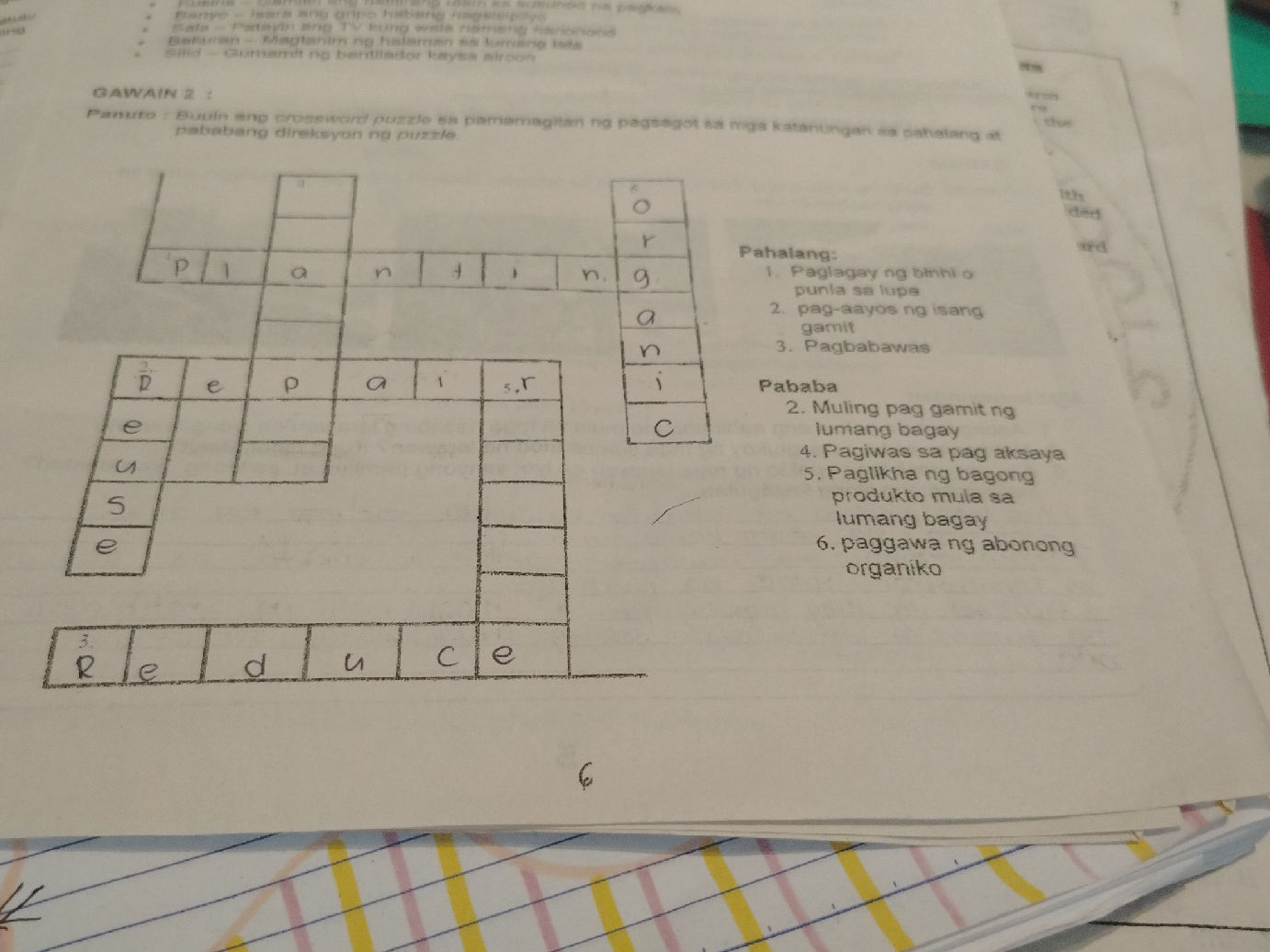 GAWAIN 2: Panuto: Buuin ang crossword puzzle | StudyX