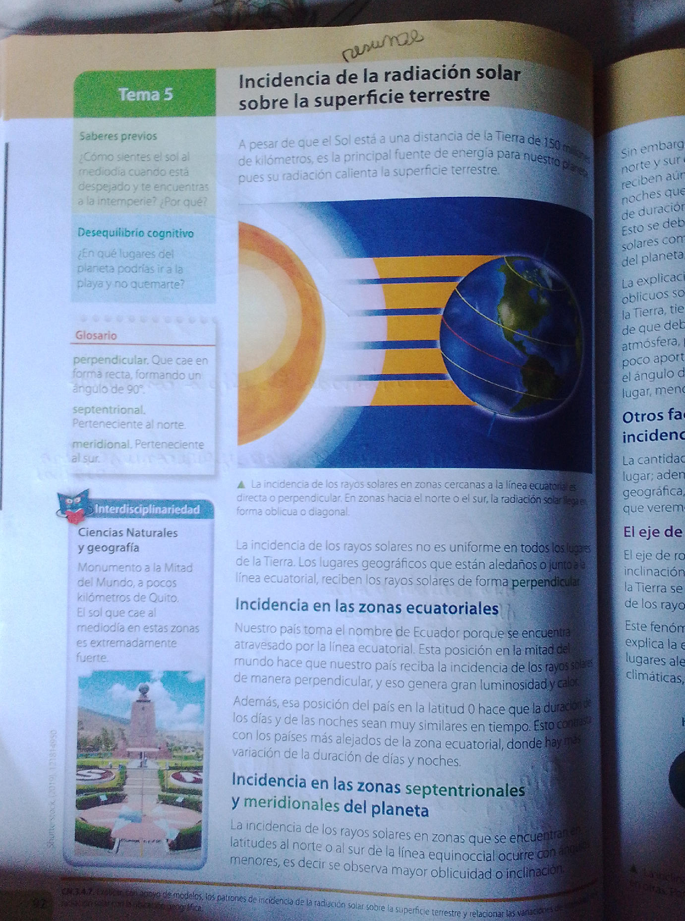 Tema 5 Saberes previos ¿Cómo sientes el sol | StudyX