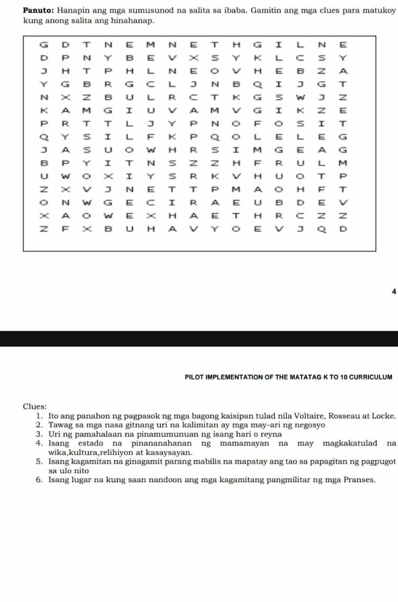 Panuto: Hanapin ang mga sumusunod na salita | StudyX