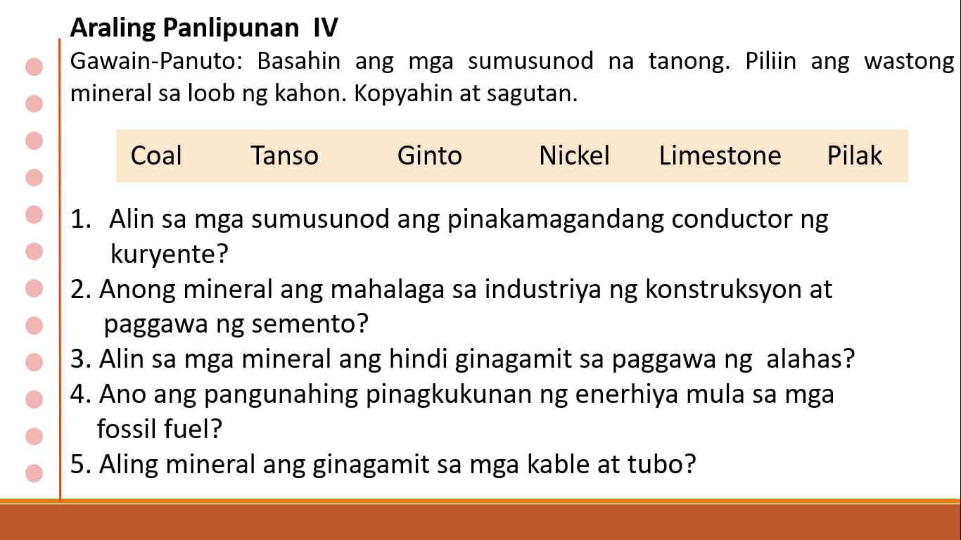 Coal Tanso Ginto Nickel Limestone | StudyX