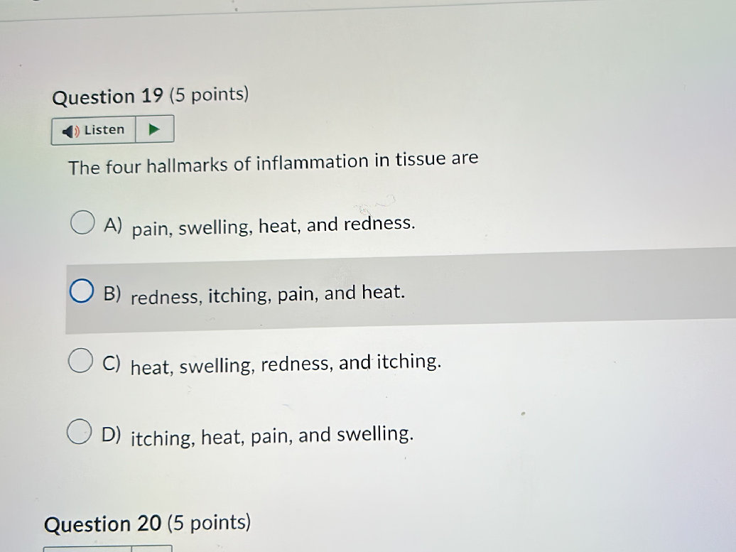 The four hallmarks of inflammation in tissue | StudyX