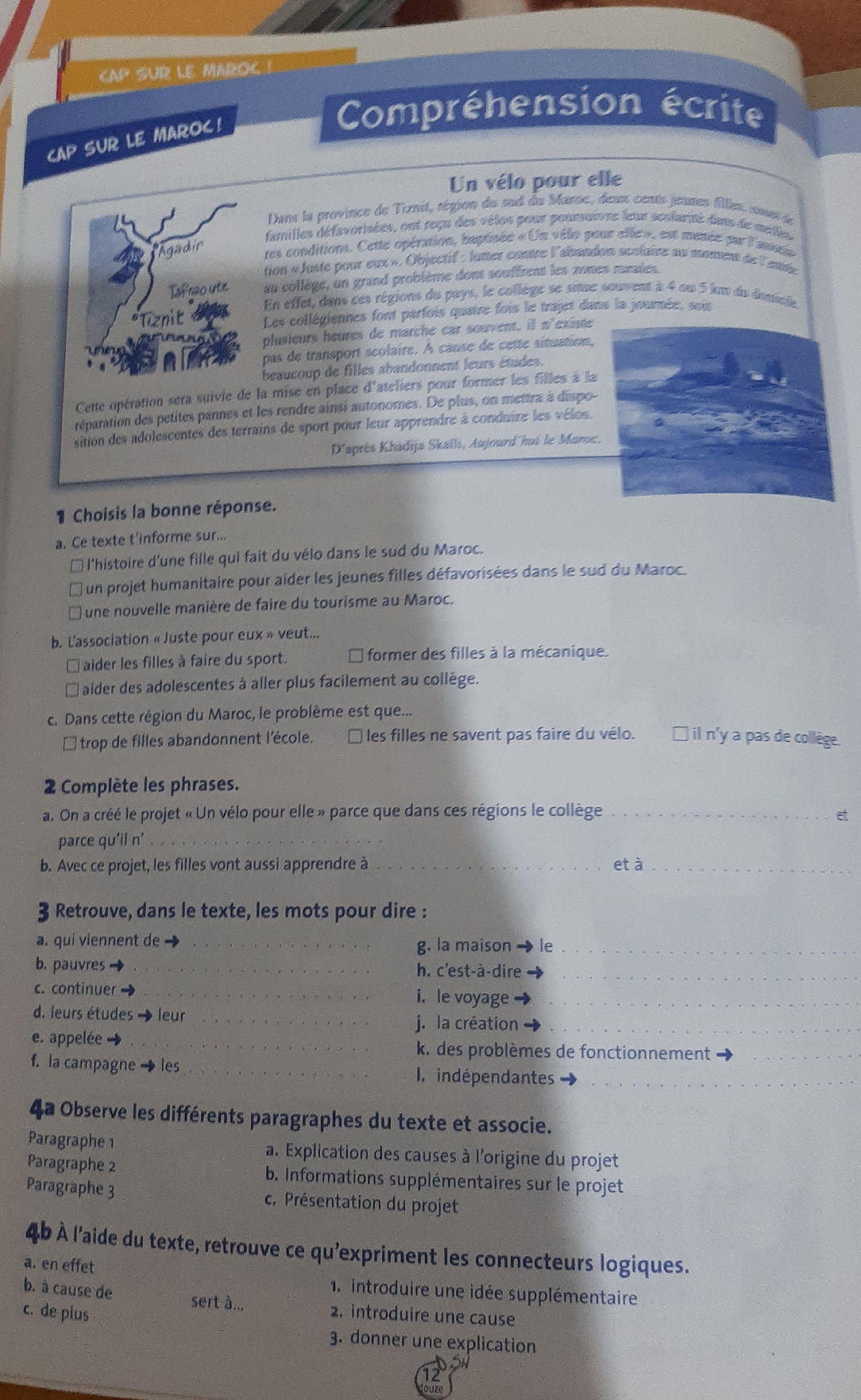 CAP SUR LE MAROC ! Compréhension écrite Un | StudyX