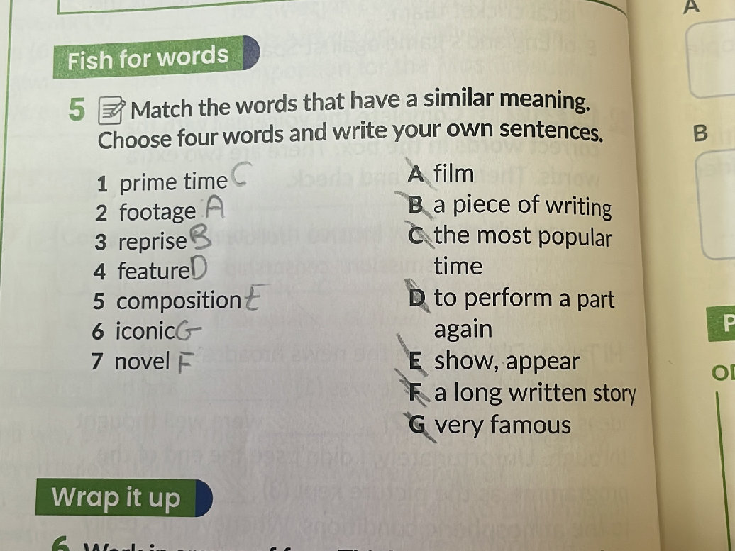 Fish for words 5 Match the words that have | StudyX