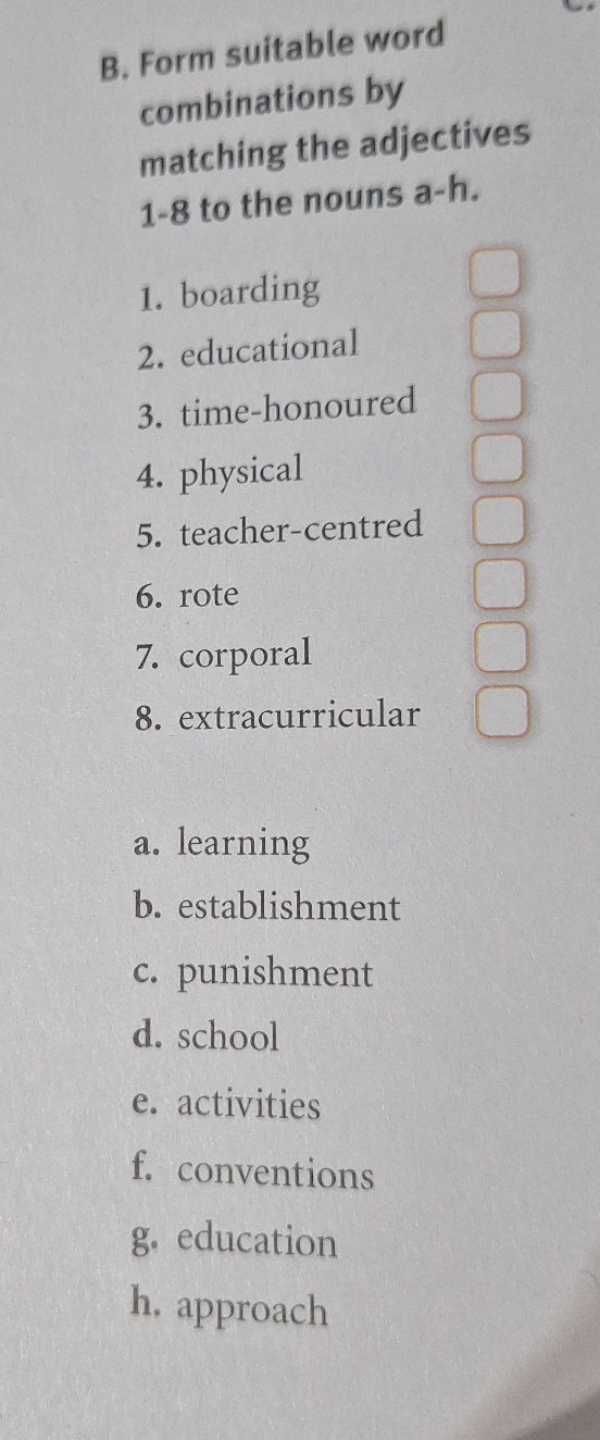 Form suitable word combinations by matching | StudyX