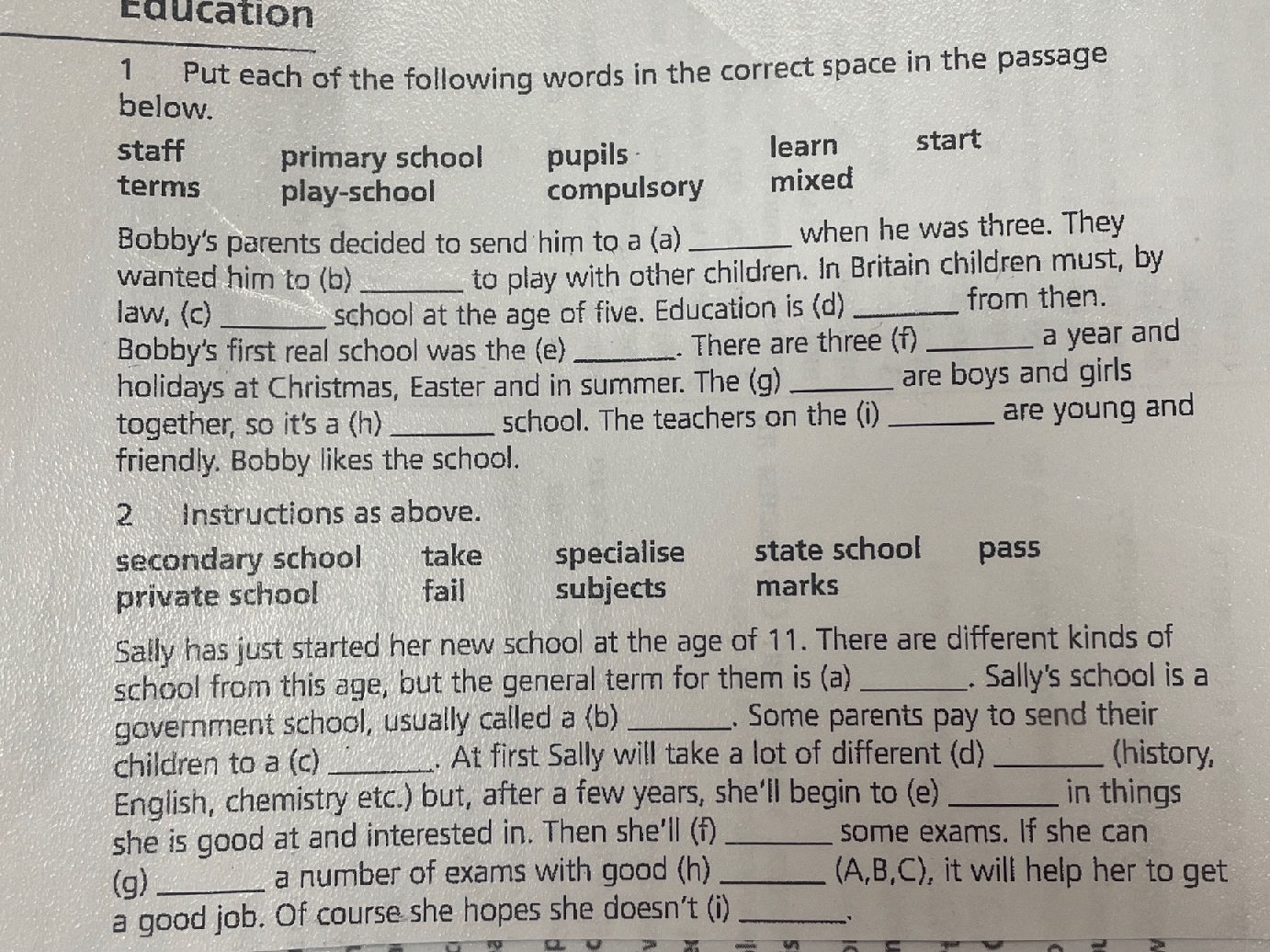 Put each of the following words in the | StudyX