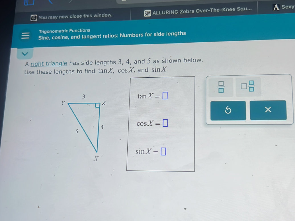 A right triangle has side lengths $3$, $4$, | StudyX