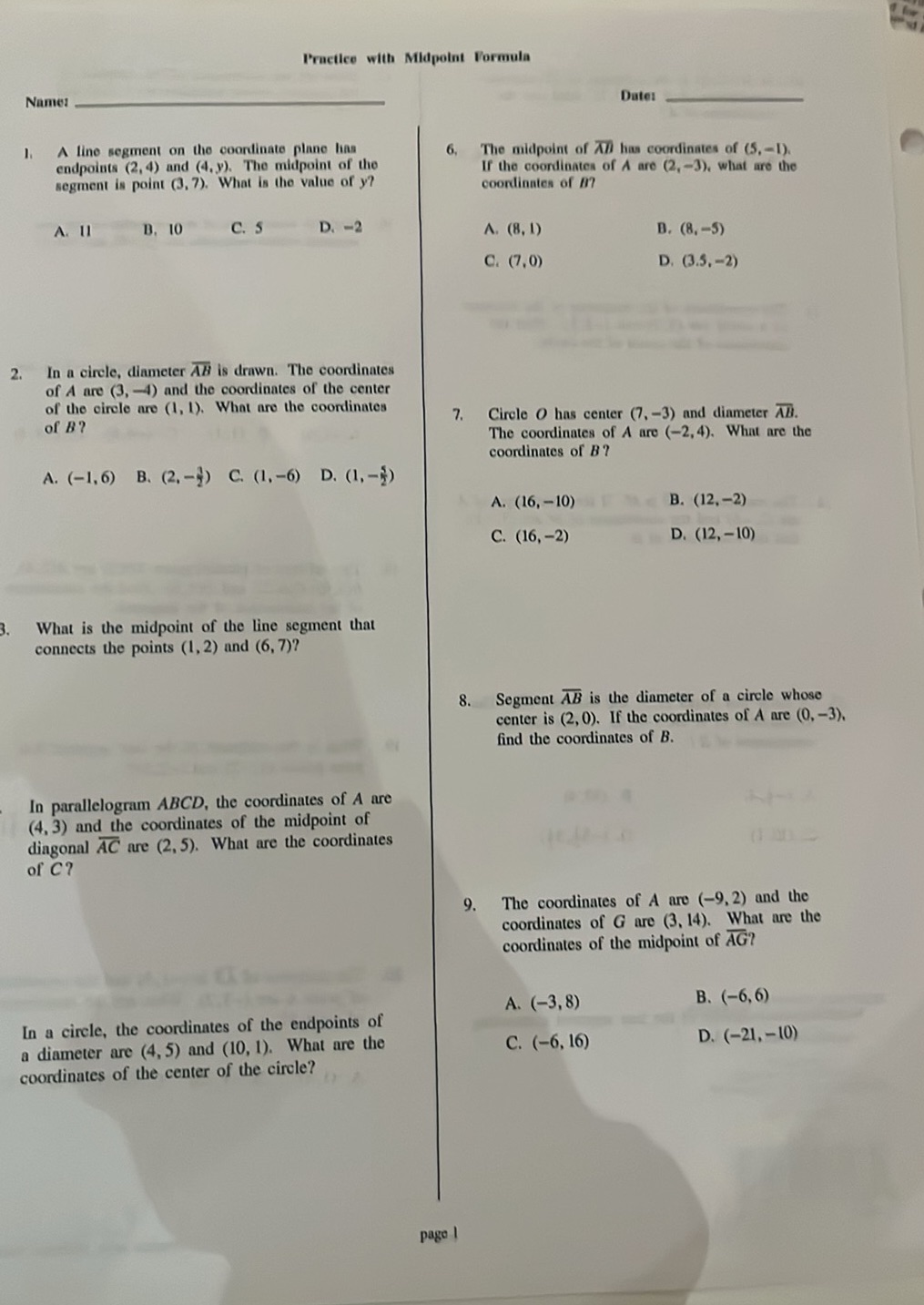 1. A line segment on the coordinate plane | StudyX