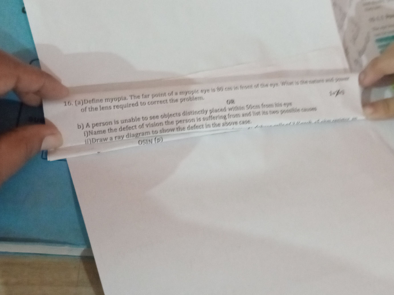 16. (a) Define myopia. The far point of a | StudyX