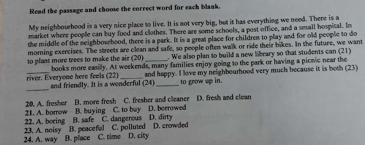 Read the passage and choose the correct word | StudyX