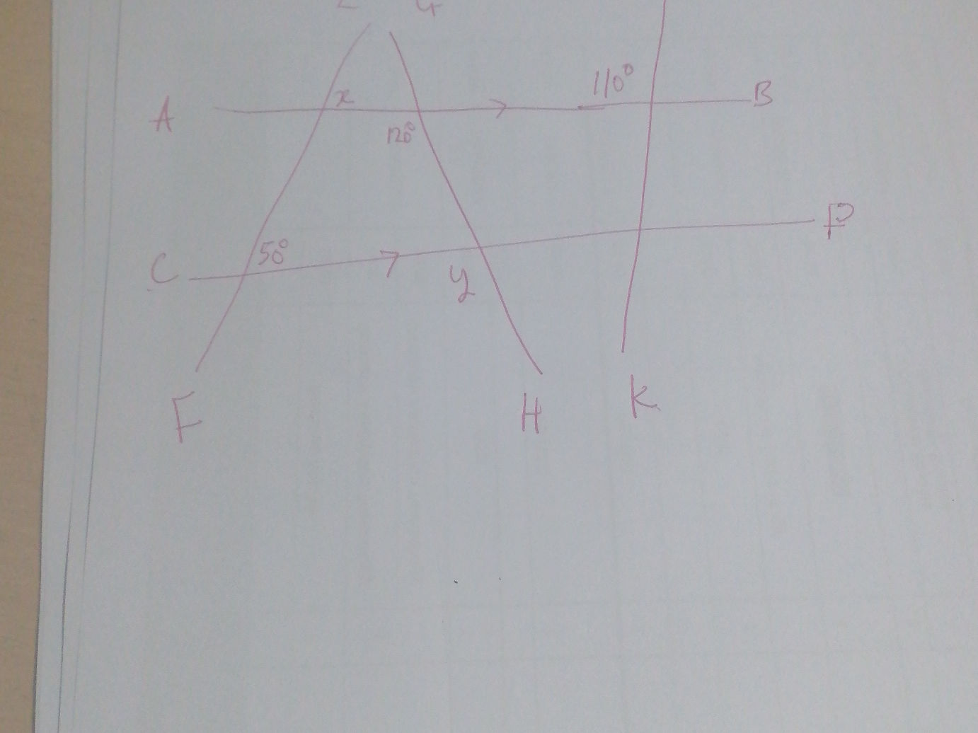 The image shows a diagram with lines AB and | StudyX