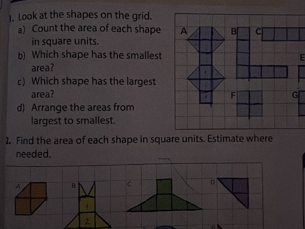 2. Find the area of each shape in square | StudyX