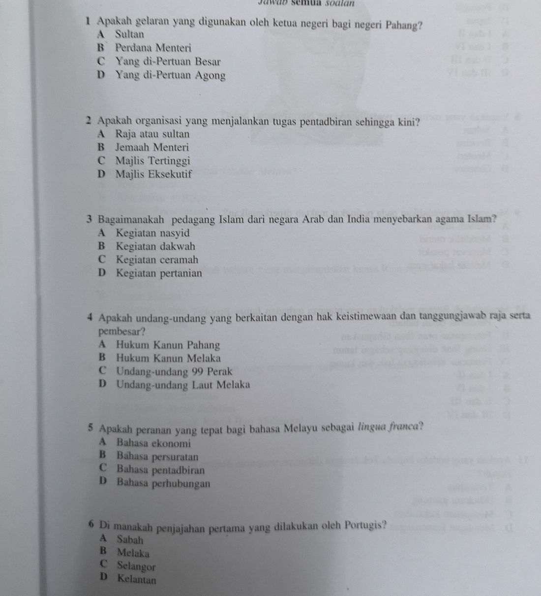 1 Apakah gelaran yang digunakan oleh ketua | StudyX