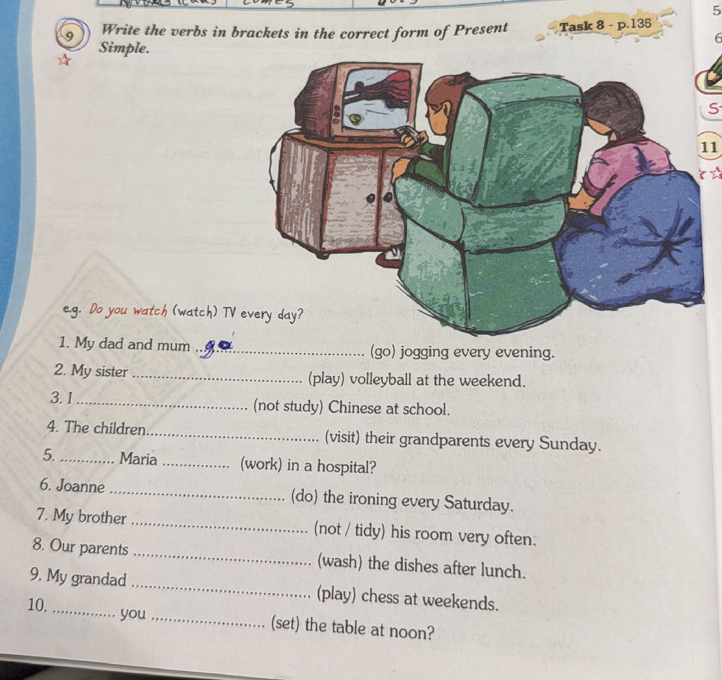 Task 8 - p.135 Write the verbs in brackets | StudyX