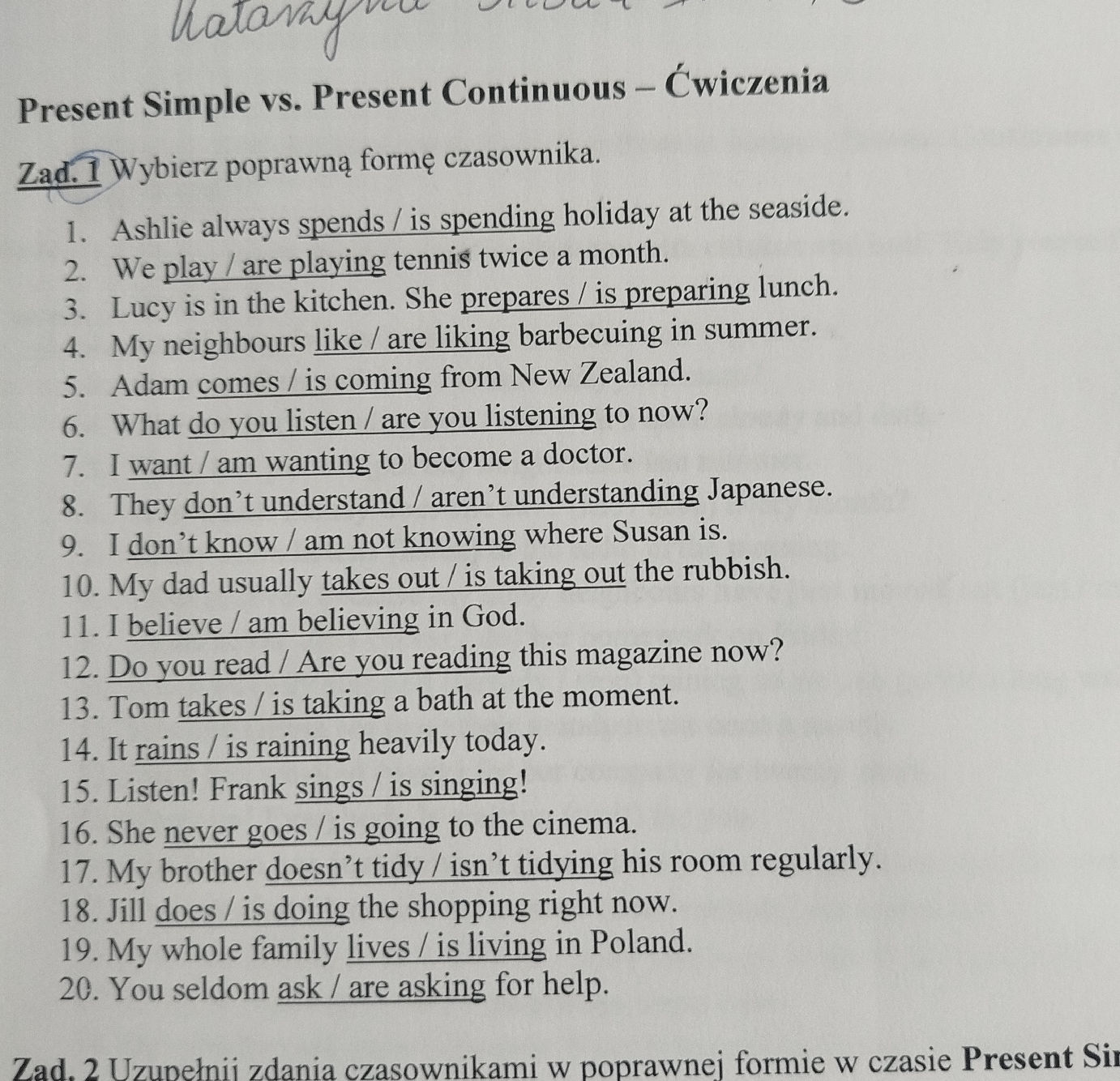 Present Simple vs. Present Continuous – | StudyX