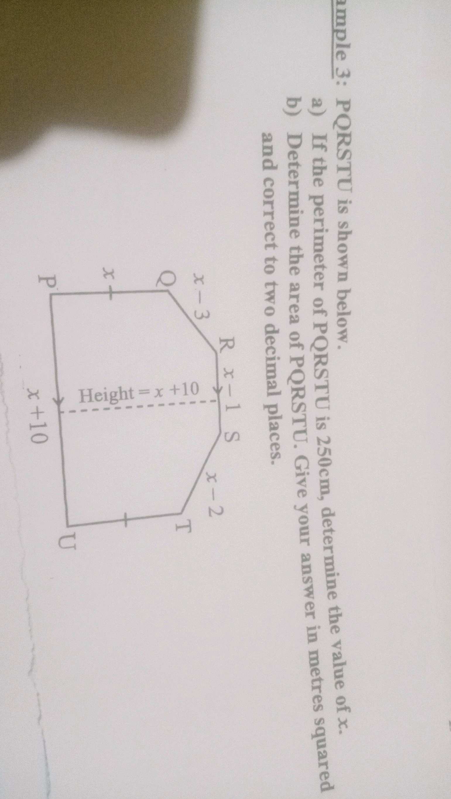 Example 3: PQRSTU is shown below. [Diagram | StudyX