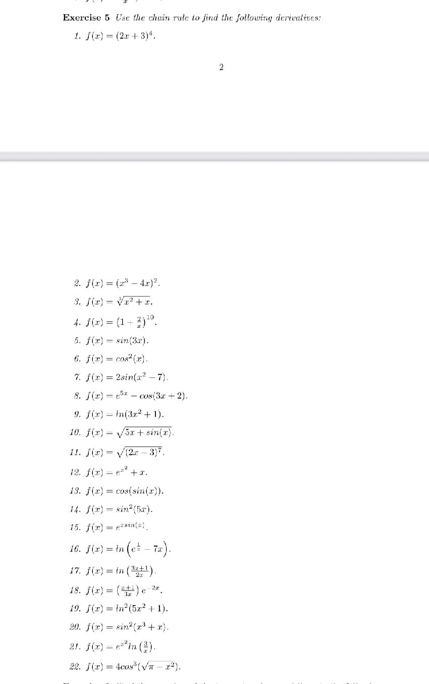 Exercise 5 Use the chain rule to find the | StudyX