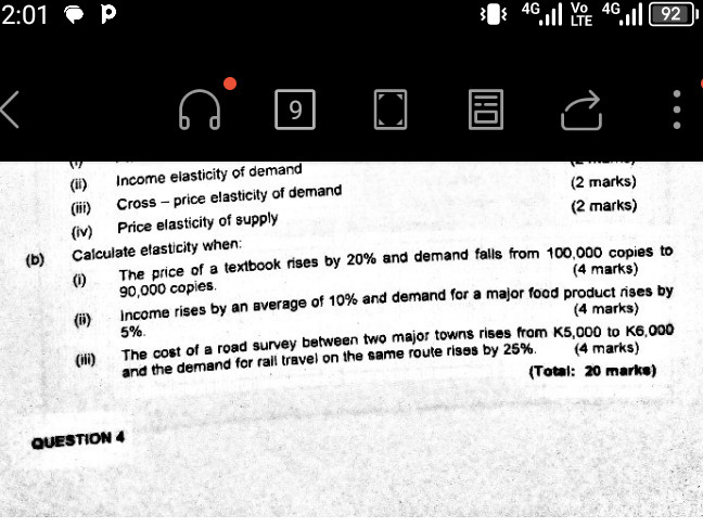 (i) Income elasticity of demand (ii) Cross - | StudyX