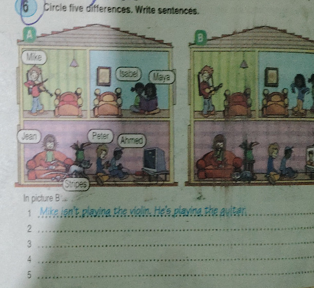 6 Circle five differences. Write sentences. | StudyX
