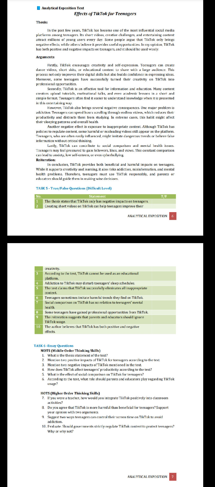TASK 5-True/False Questions (Difficult | StudyX