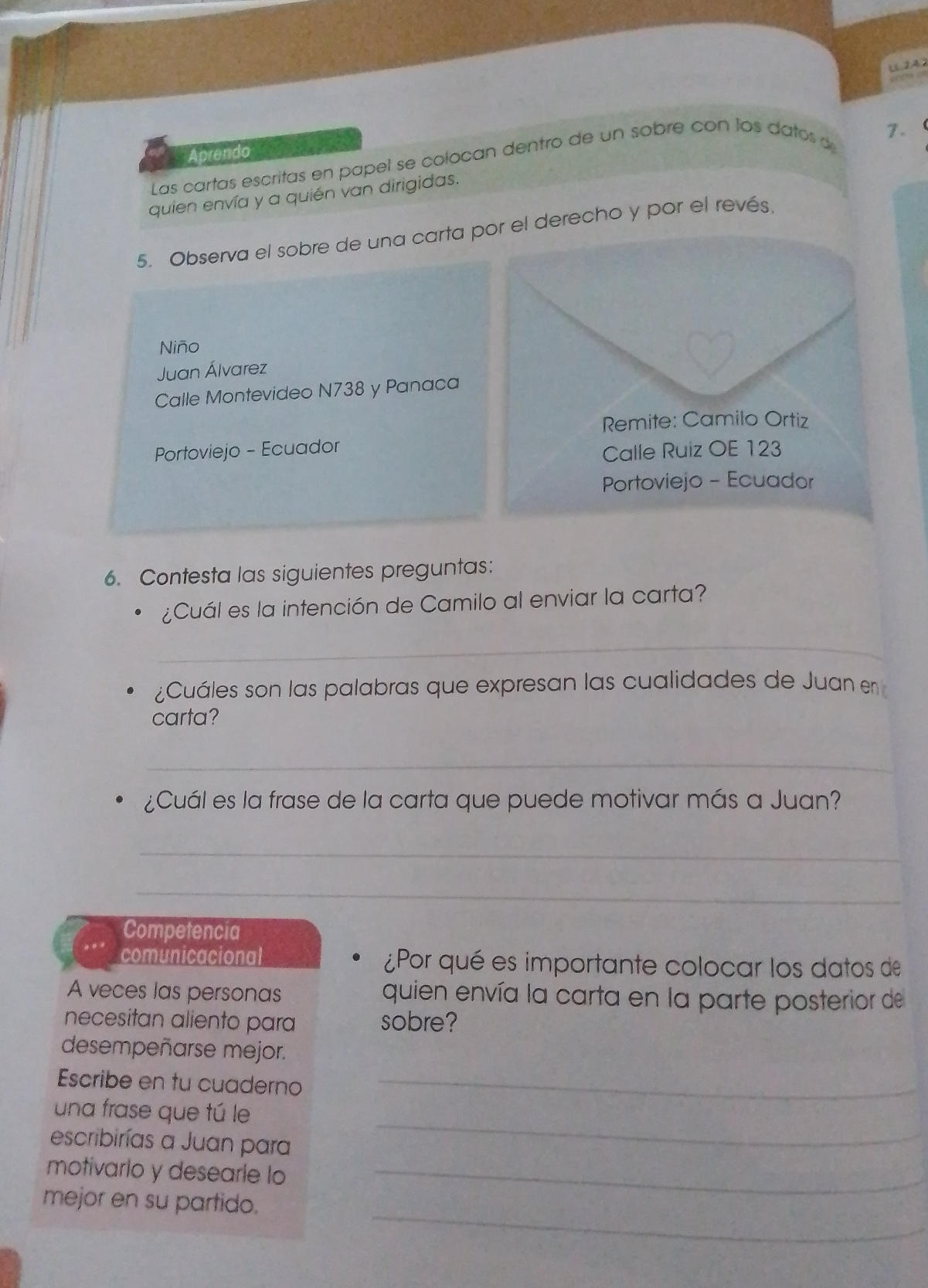Aprendo Las cartas escritas en papel se | StudyX