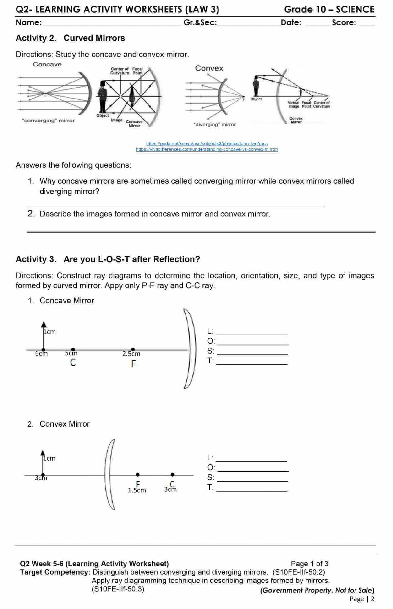 Activity 2. Curved Mirrors Directions: | StudyX