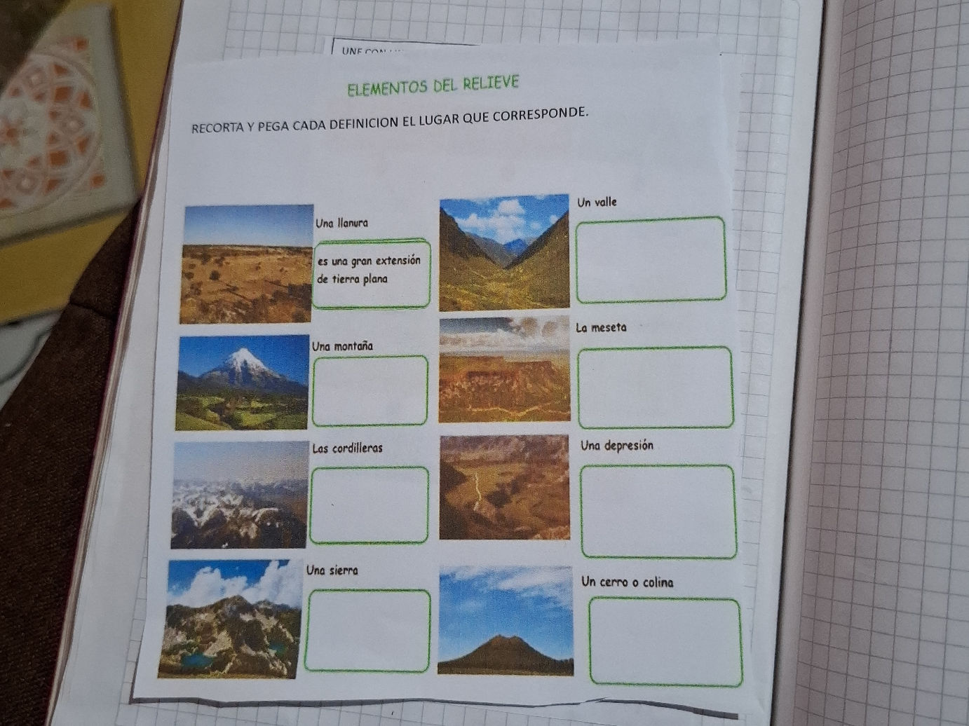 ELEMENTOS DEL RELIEVE RECORTA Y PEGA CADA | StudyX