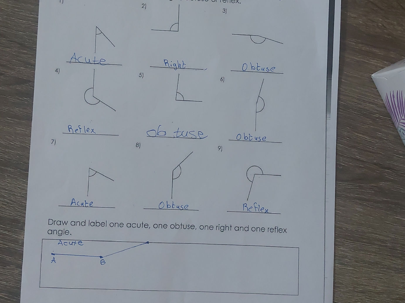 1) [Image of an acute angle] Acute 2) [Image | StudyX