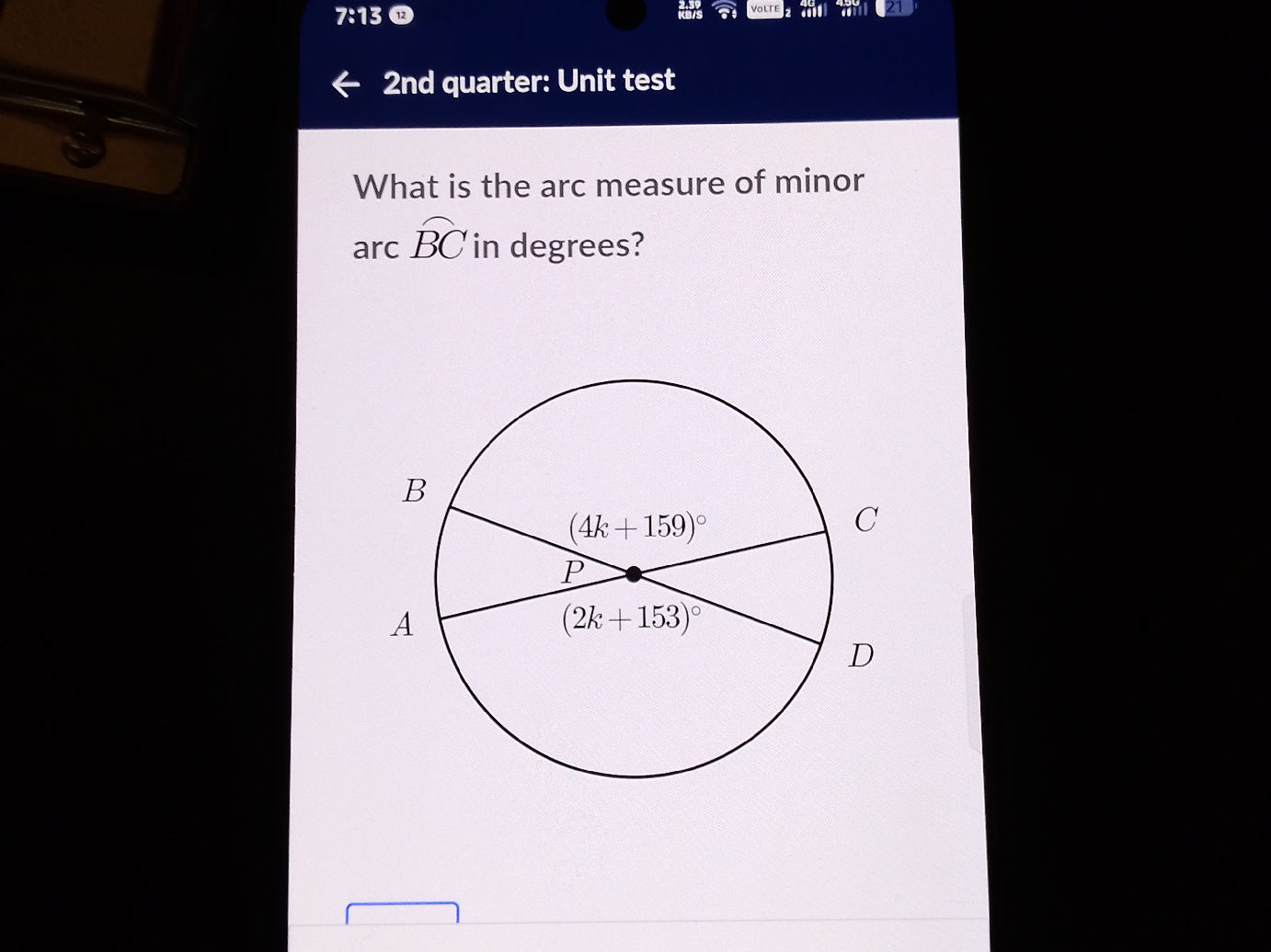 What is the arc measure of minor arc $ | StudyX