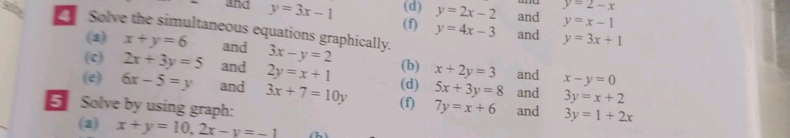 Solve the simultaneous equations | StudyX