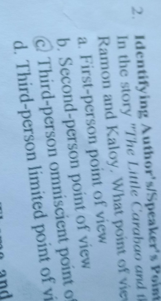 2. Identifying Author's/Speaker's Point of | StudyX