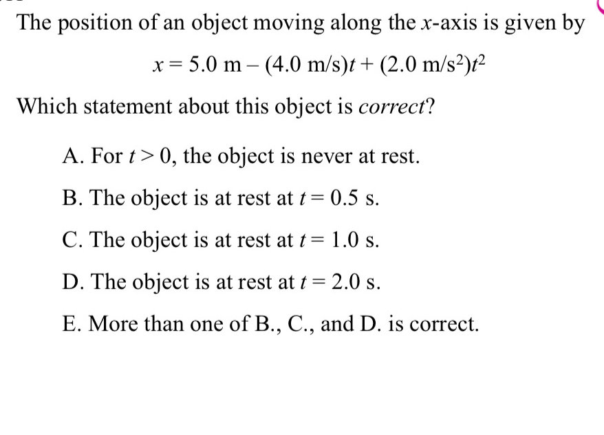 The position of an object moving along the | StudyX