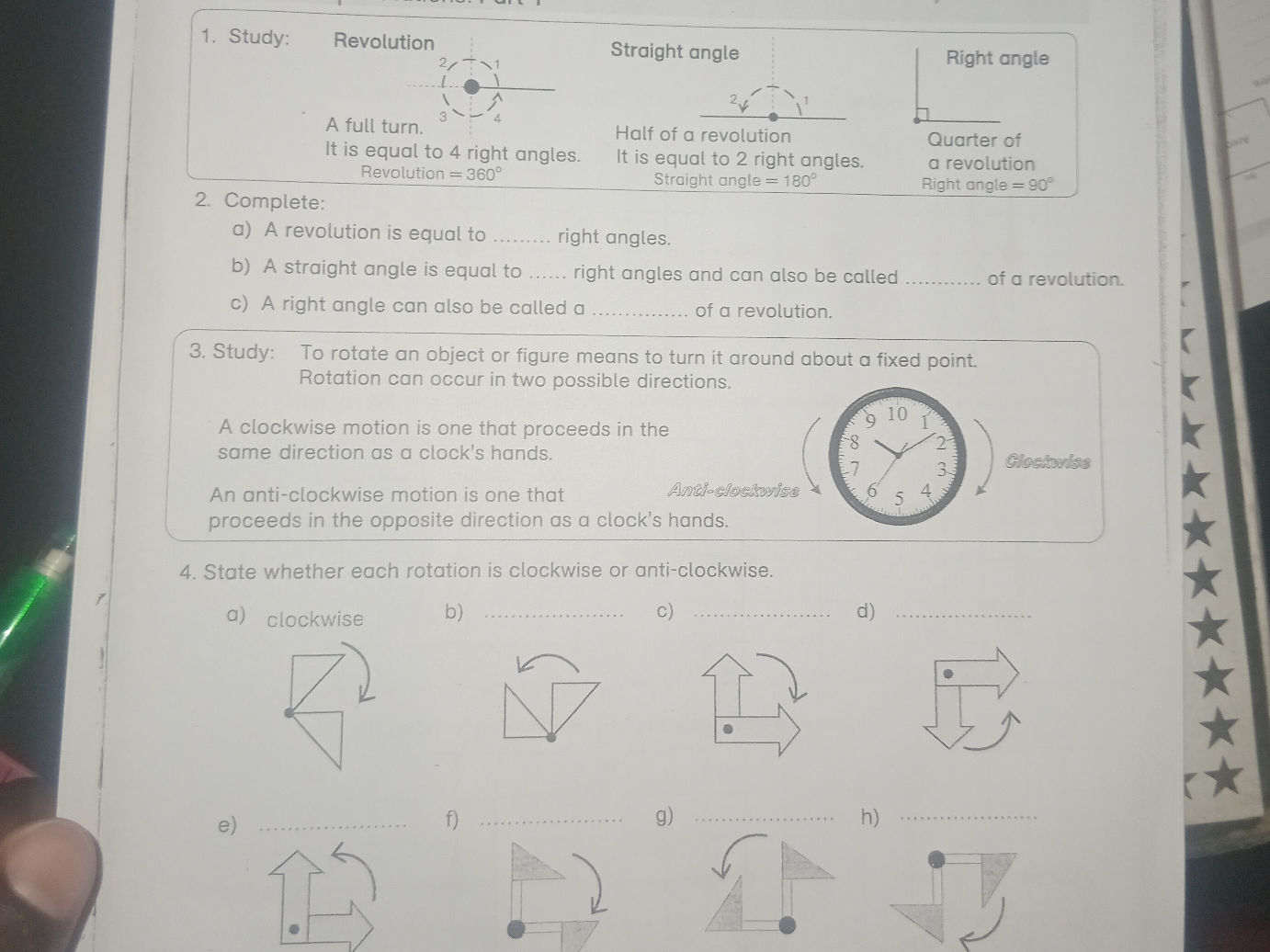 2. Complete: a) A revolution is equal to | StudyX