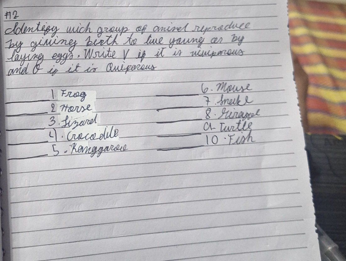 #2 Identify wich group of animal reproduce | StudyX