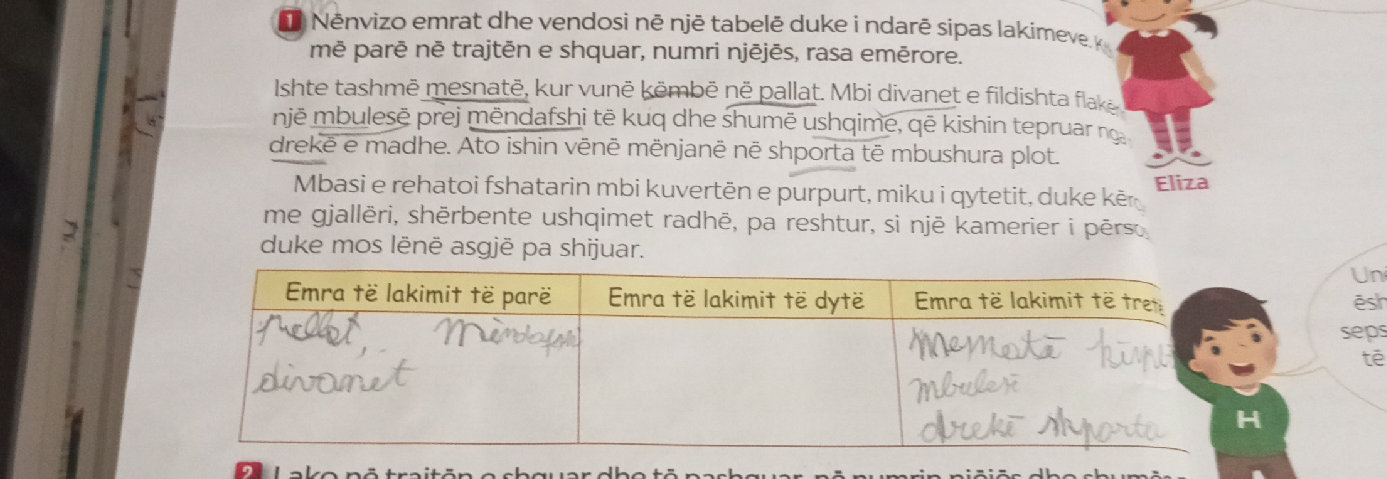 Nënvizo emrat dhe vendosi në një tabelë duke | StudyX