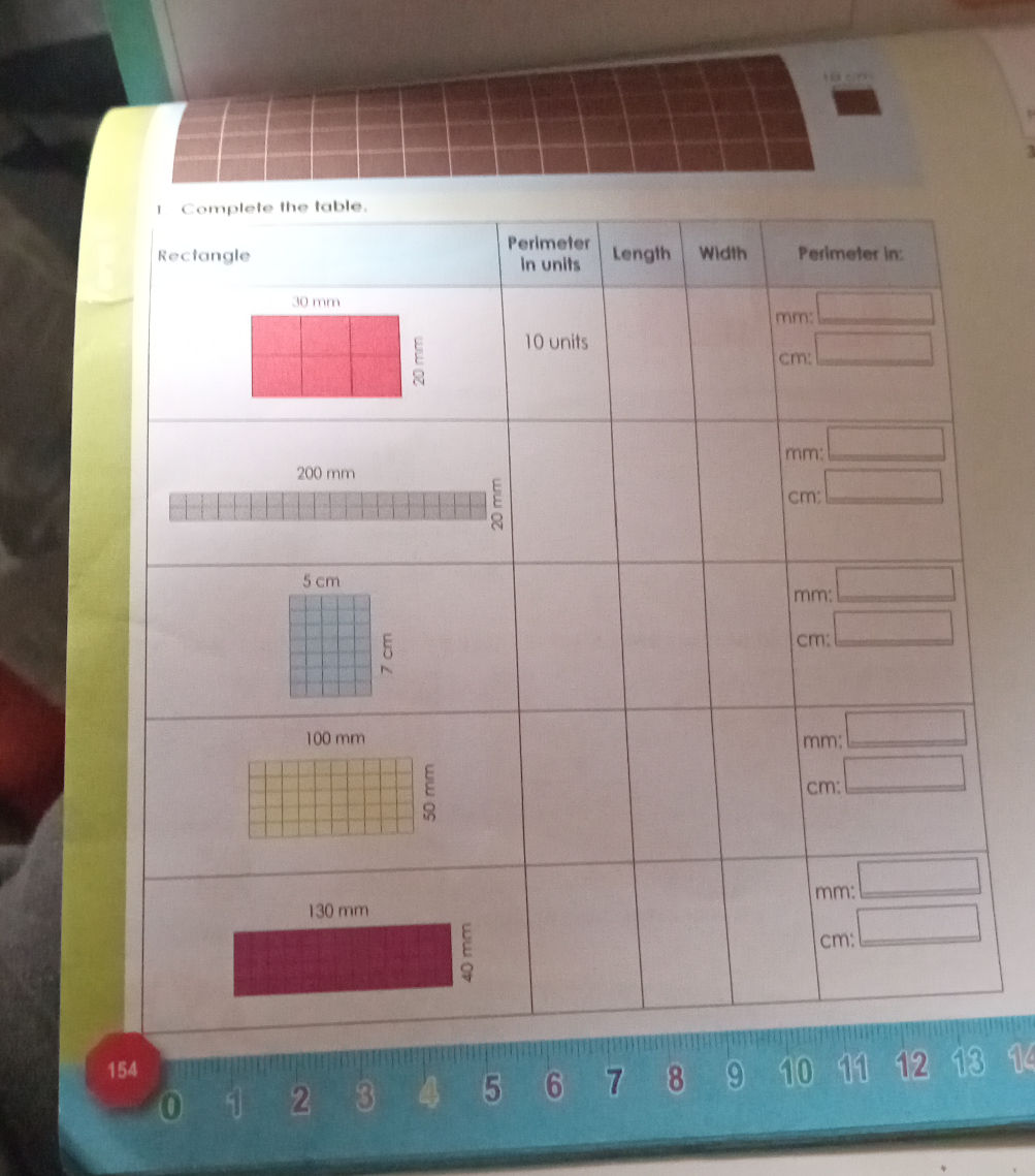 Complete the table. | Rectangle | Perimeter | StudyX