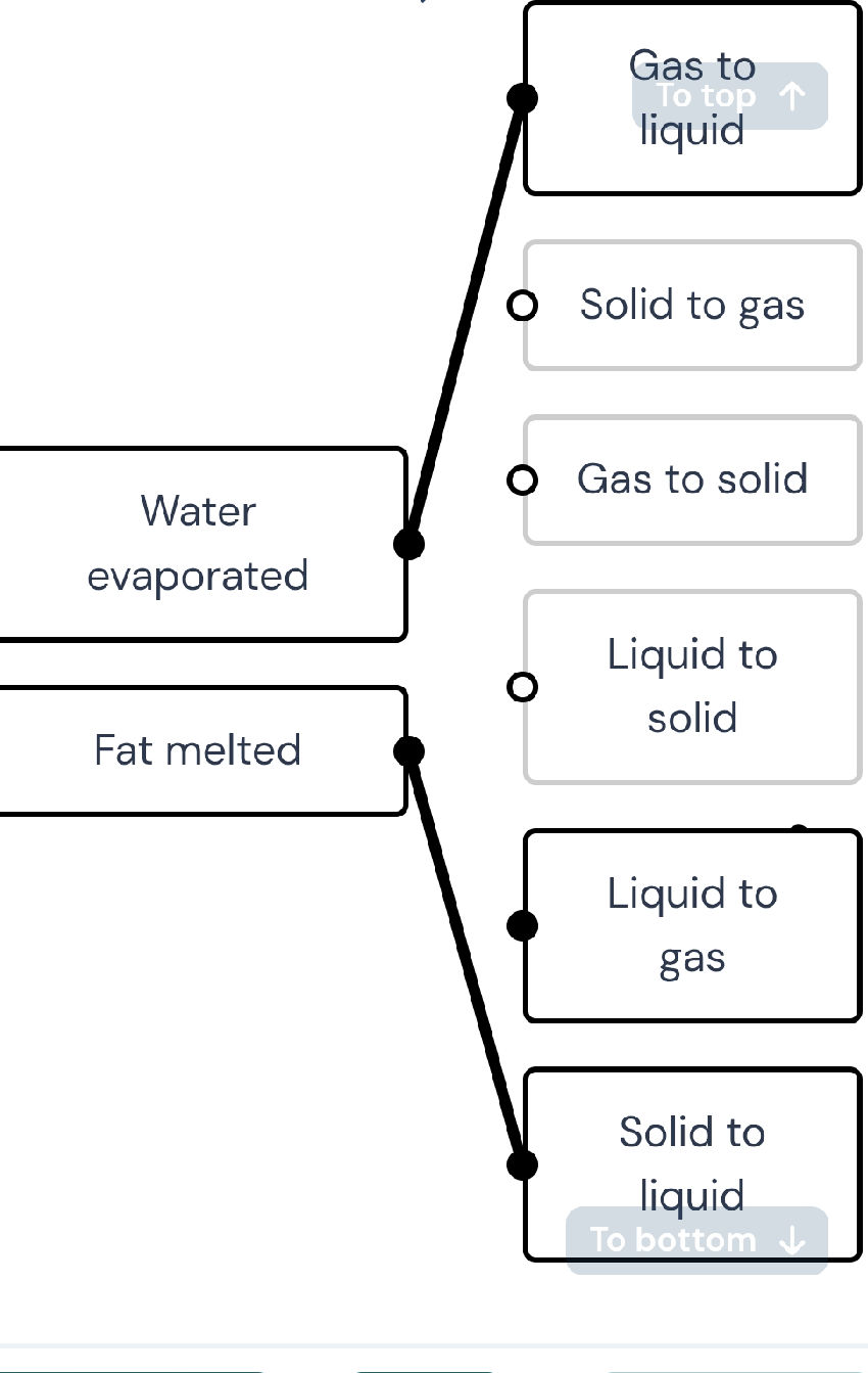 Match the examples of phase changes (left | StudyX