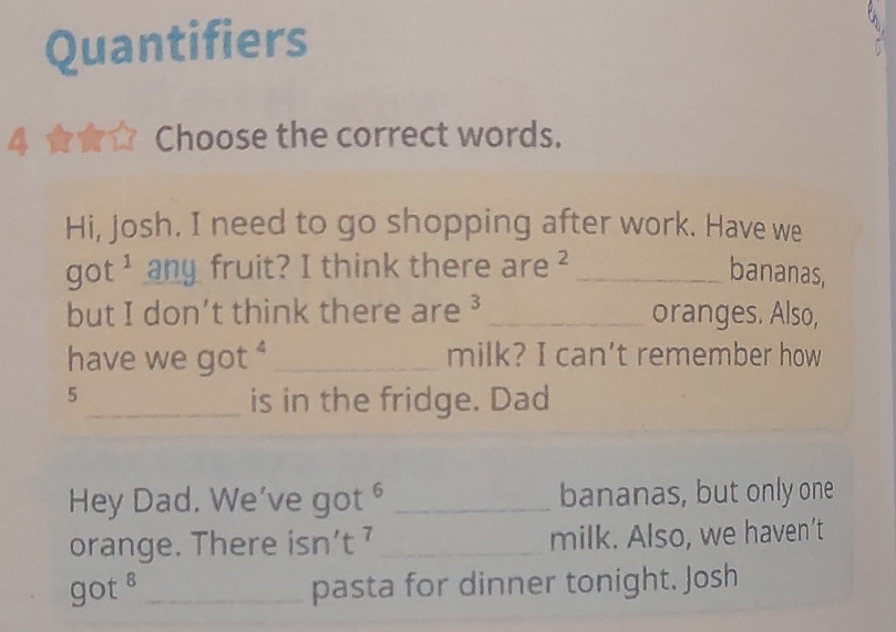 Choose the correct words. Hi, Josh. I need | StudyX