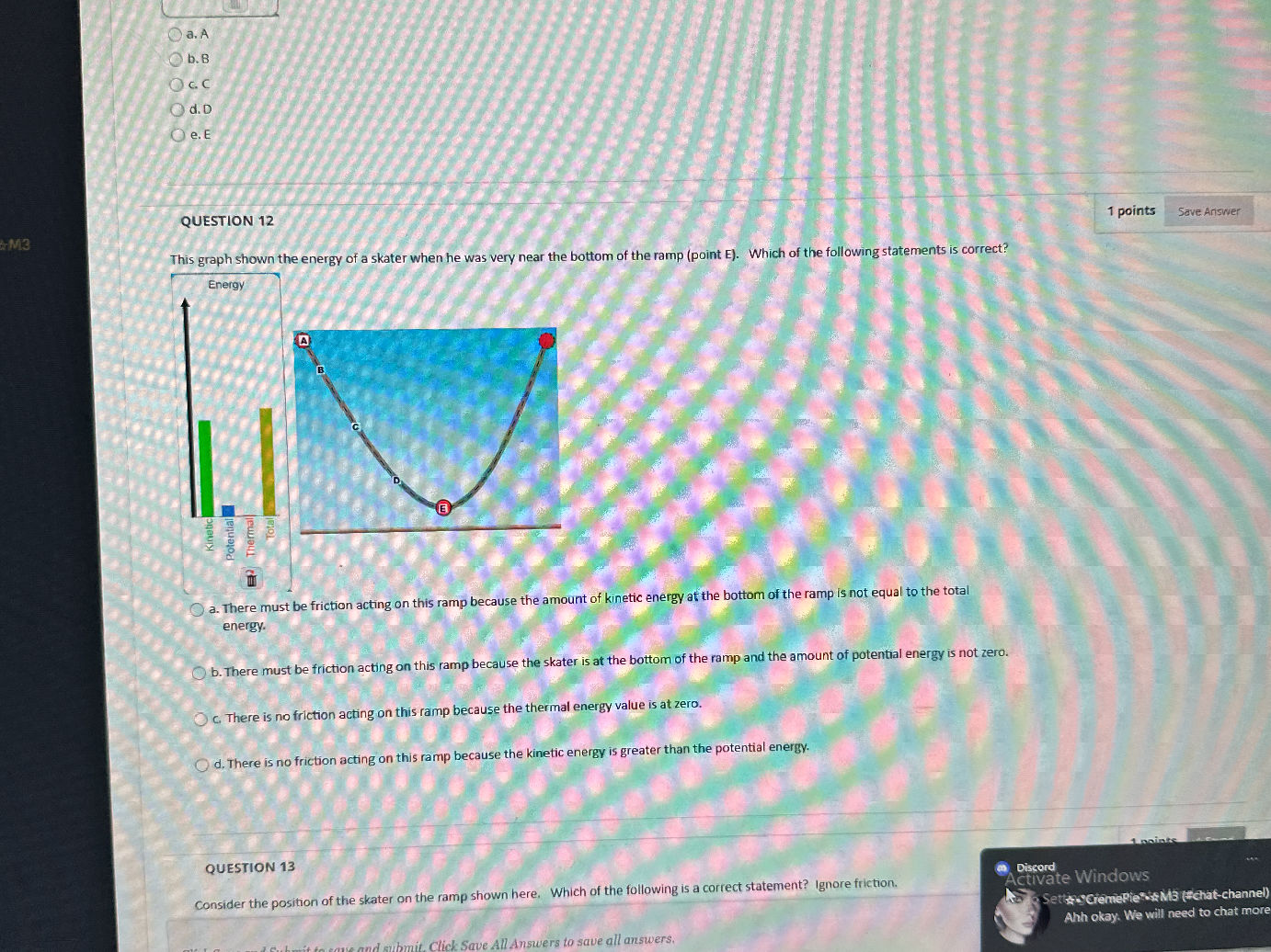 This graph shown the energy of a skater when | StudyX