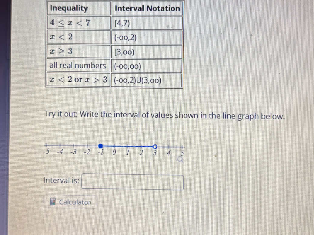 | Inequality | Interval Notation | | :--- | | StudyX
