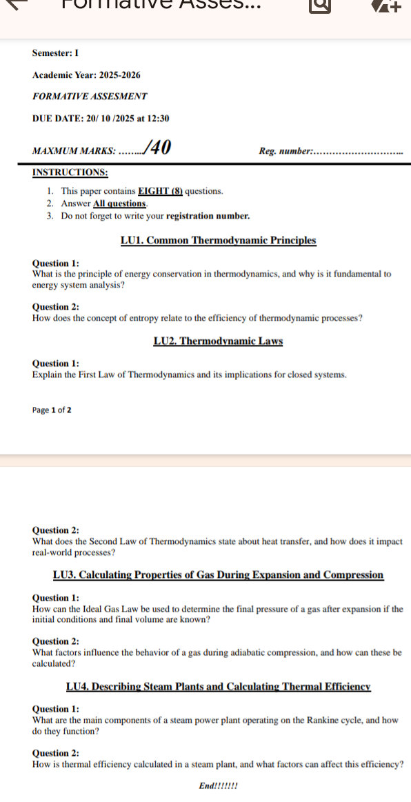 LU1. Common Thermodynamic Principles | StudyX