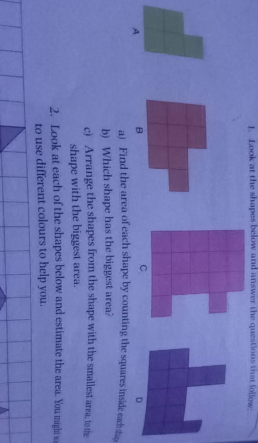 1. Look at the shapes below and answer the | StudyX