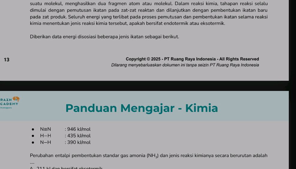 Diberikan data energi disosiasi beberapa | StudyX