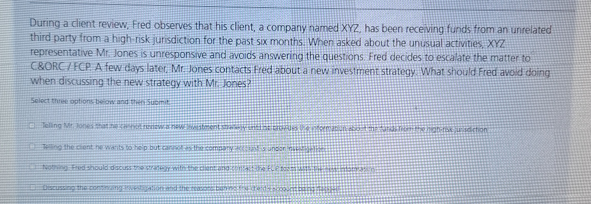 During a client review, Fred observes that | StudyX