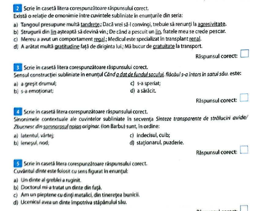 Scrie în casetă litera corespunzătoare | StudyX