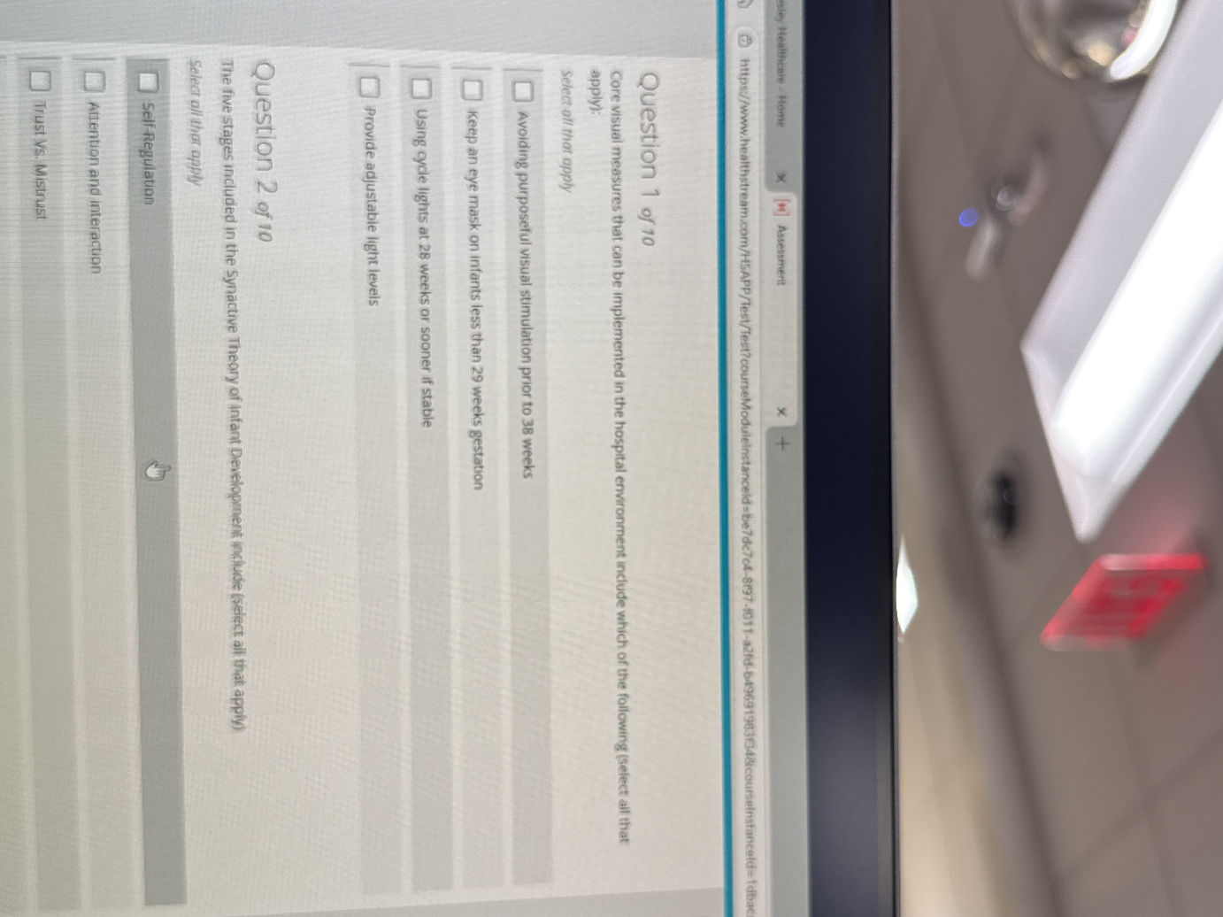 Question 1 of 10 Core visual measures that