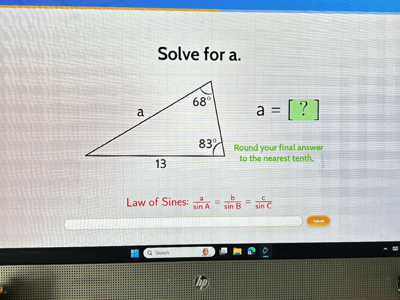 Solve for a. ``` [Diagram of a triangle | StudyX