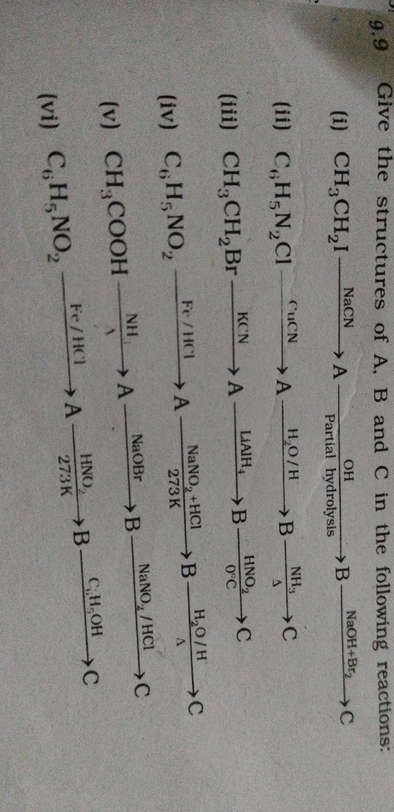 Give the structures of A, B and C in the | StudyX