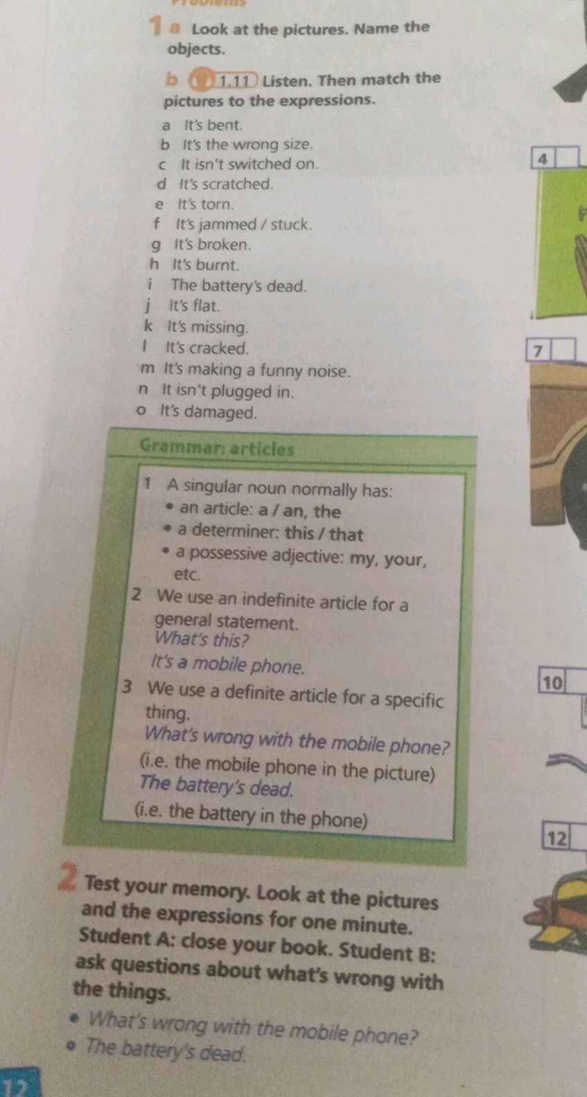1 a Look at the pictures. Name the objects. | StudyX